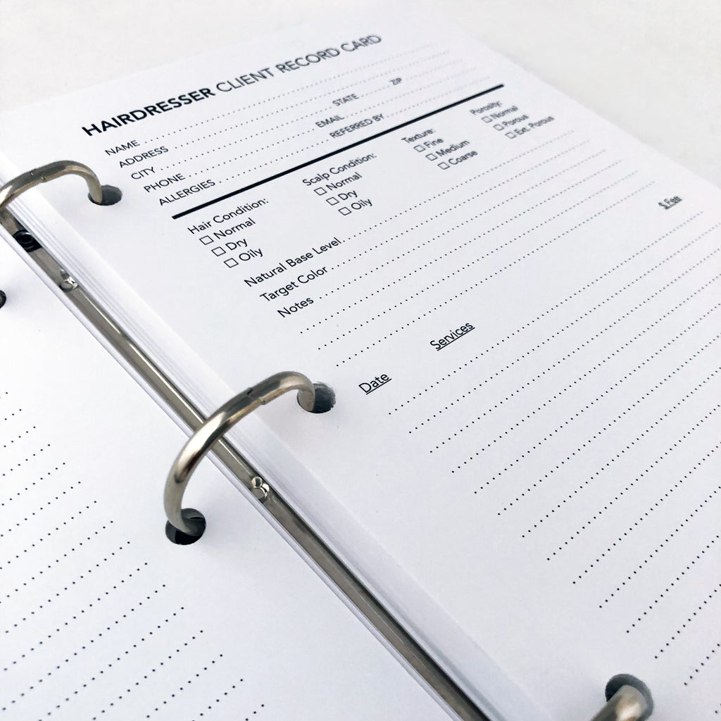 Hairdresser Client Profile Book – The Salon Print Shop