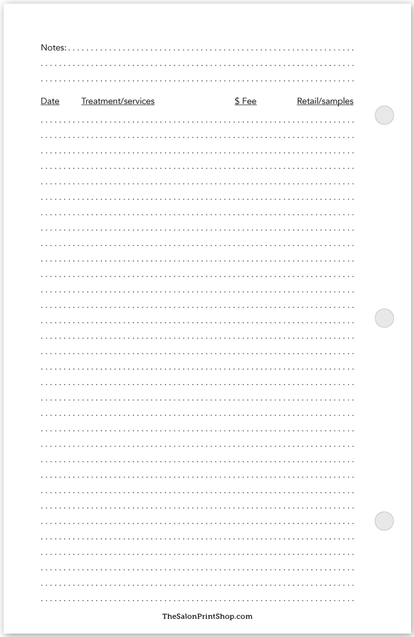 Client Record Cards - Esthetician – The Salon Print Shop